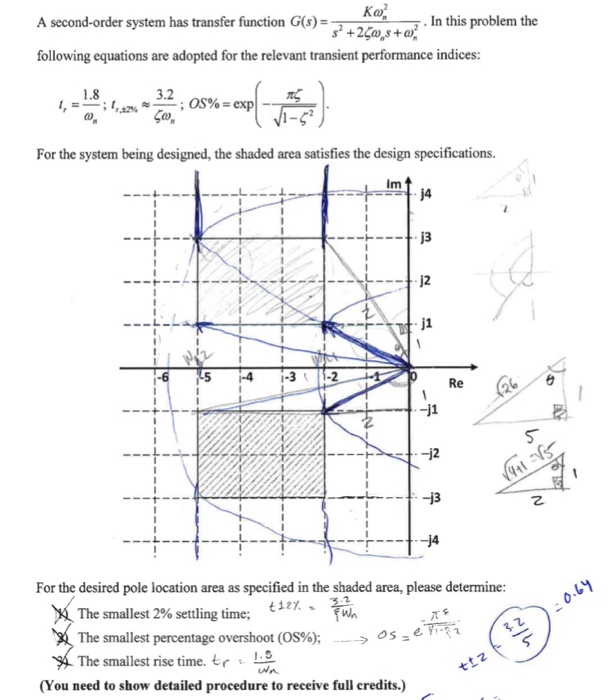 Solved A Second Order System Has Transfer Function Gs K 4343