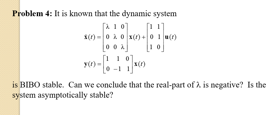 Solved It is known that the dynamic system is BIBO stable. | Chegg.com