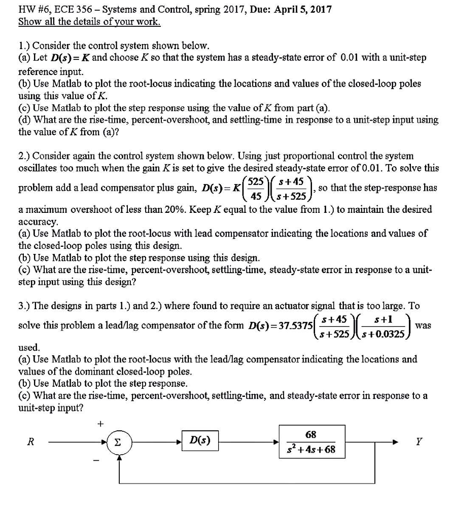 Solved Consider the control system shown below. (a) Let | Chegg.com