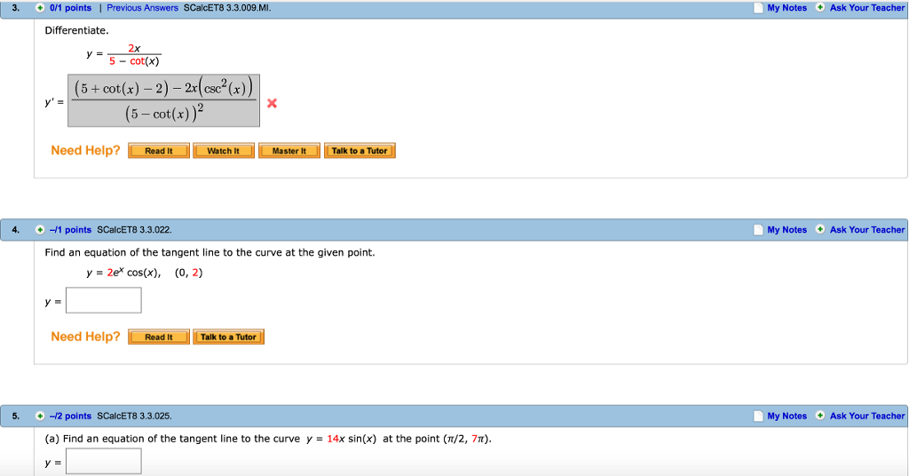 Solved 3. 0/1 points | Previous Answers SCalcET8 3.3.009.M | Chegg.com Solved 3. 0/1 points | Previous Answers SCalcET8 3.3.009.M | Chegg.com