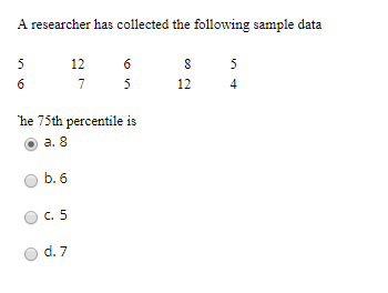 Solved A researcher has collected the following sample data | Chegg.com