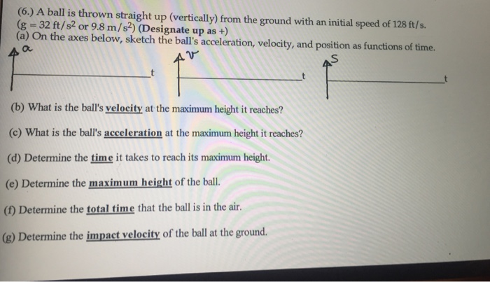 Solved A ball is thrown straight up (vertically) from the | Chegg.com