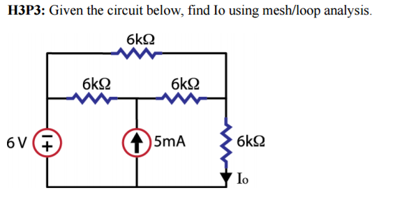 Solved Given the circuit below, find Io using mesh/loop | Chegg.com