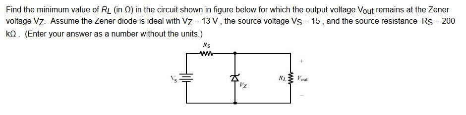 Solved Find the minimum value of RL (in ?) in the circuit | Chegg.com