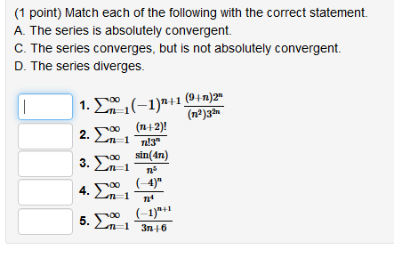 Solved (1 point) Match each of the following with the | Chegg.com