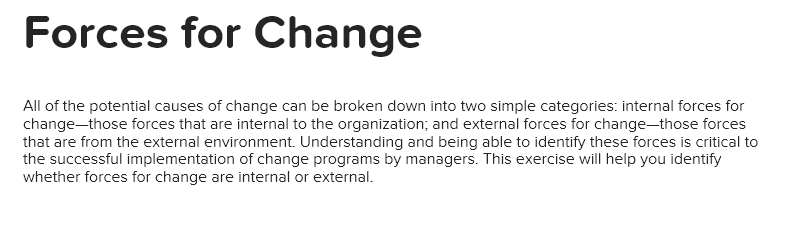 Solved Forces for Change All of the potential causes of | Chegg.com