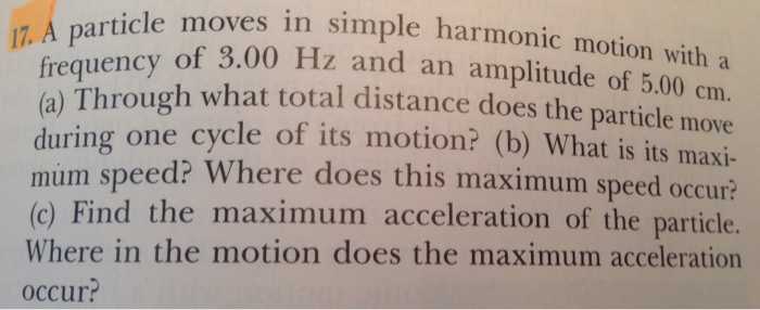 Solved A particle moves in simple harmonic motion with a | Chegg.com