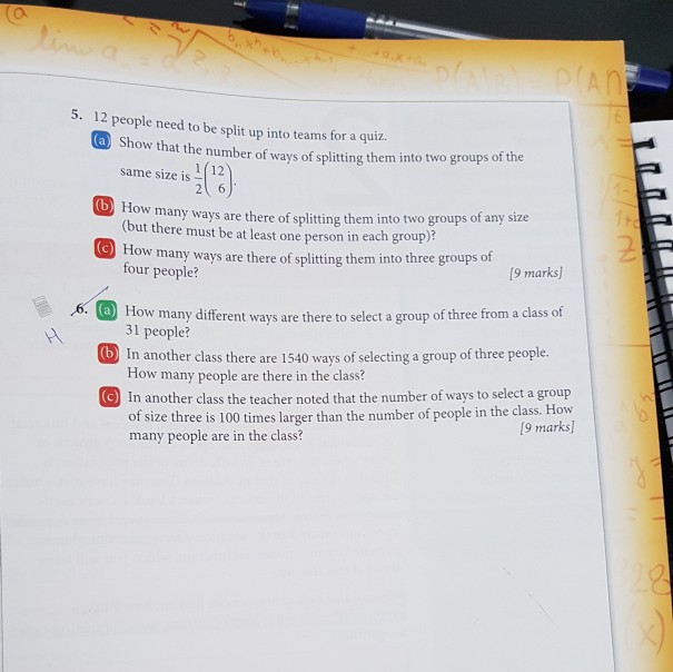 Solved O. 5. 12 people need to be split up into teams for a | Chegg.com