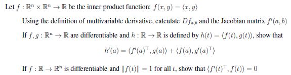 Solved Let f : Rn x R-R be the inner product function: f(z, | Chegg.com