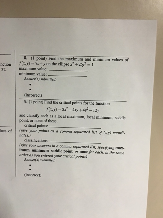 Solved Find the maximum and minimum values of f(x,y)=7x+y on | Chegg.com