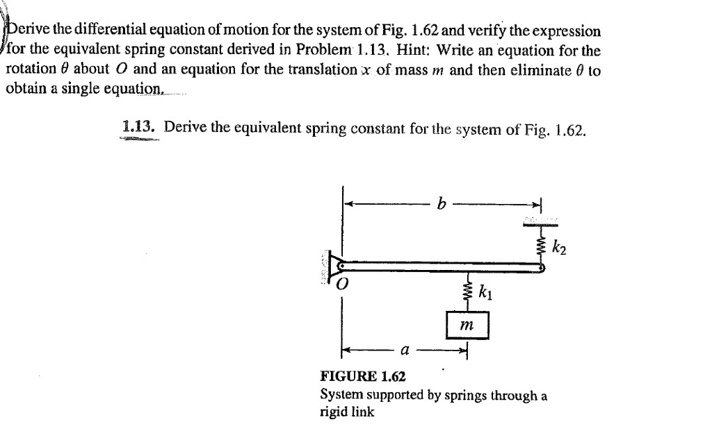 Solved erive the differential equation of motion for the | Chegg.com