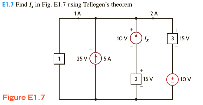 Solved E1.7 Find I in Fig. E1.7 using Tellegen's theorem. 1A | Chegg.com