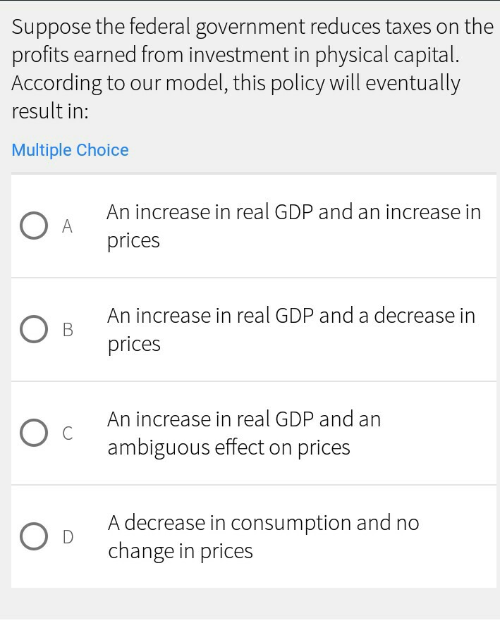 Solved Suppose the federal government reduces taxes on the | Chegg.com