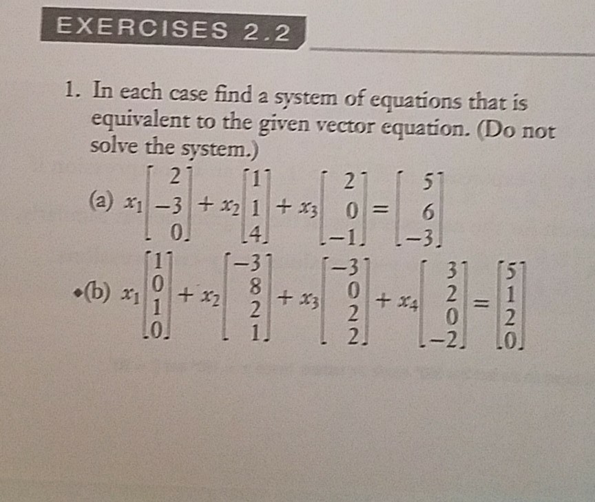 Solved In each case find a system of equations that is | Chegg.com