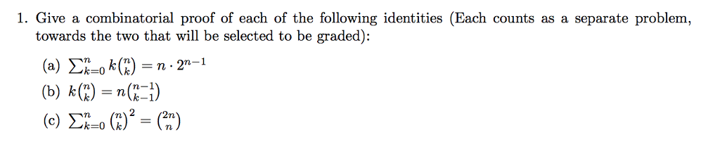 Solved 1. Give a combinatorial proof of each of the | Chegg.com