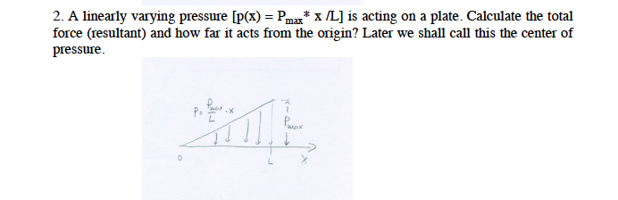Solved A linearly varying pressure [p(x) = Pmax* x /L] is | Chegg.com