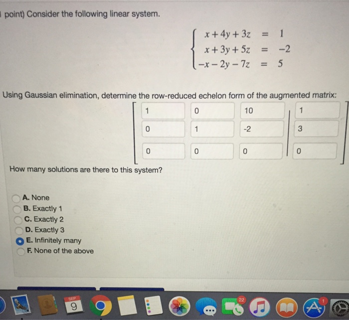 Solved Consider the following linear system. x + 4y + 3z = | Chegg.com