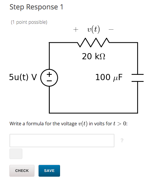 Solved Write a formula for the voltage v(t) in volts for | Chegg.com