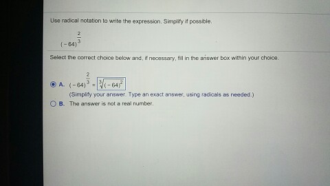 Solved Use radical notation to wile the expression. Simplify | Chegg.com