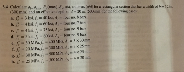 Solved Calculate rho_b, rho_max, R_u (max), R_u, a/d, and | Chegg.com