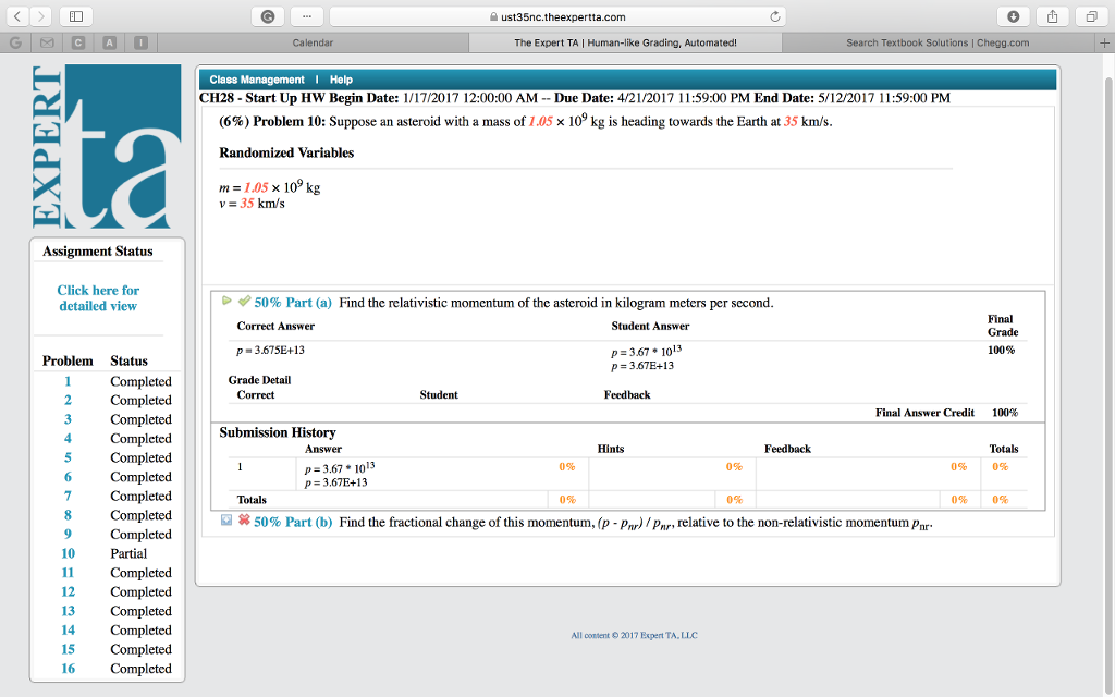 Solved Assignment Status Click here for detailed view | Chegg.com
