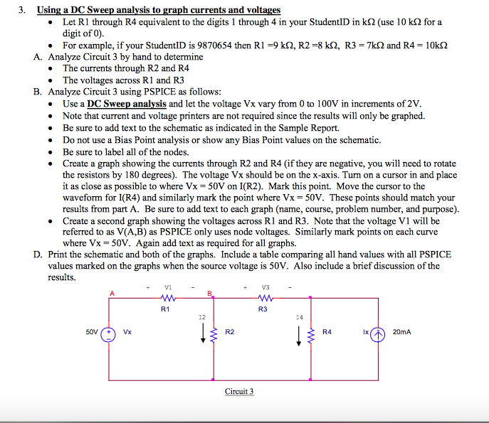 Solved 3. Using a DC Sweep analysis to graph currents and | Chegg.com