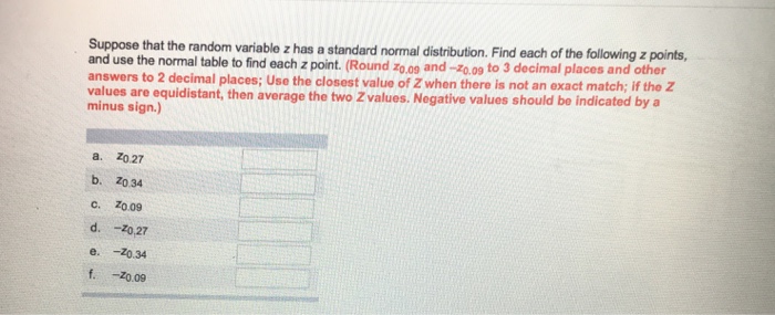 Solved Suppose that the random variable z has a standard | Chegg.com