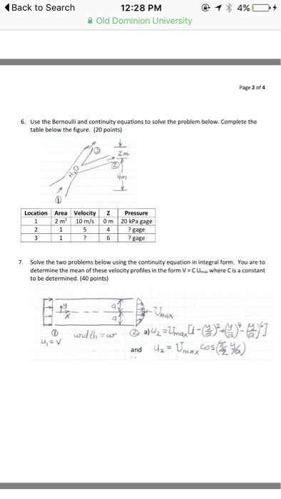 Solved Use the Bernoulli and continuity equations to solve | Chegg.com