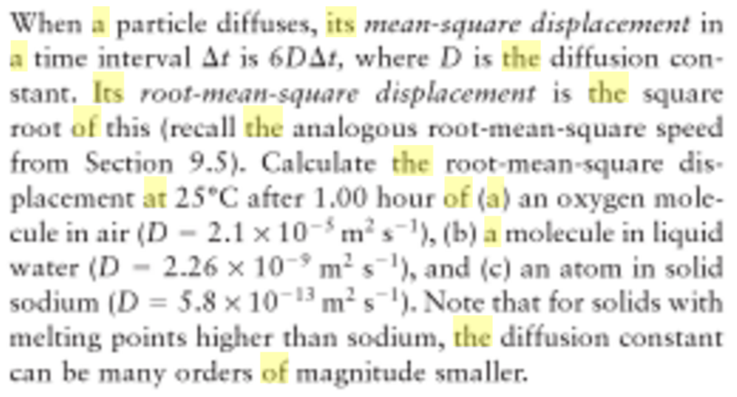 Solved When a particle diffuses, its mean-square | Chegg.com