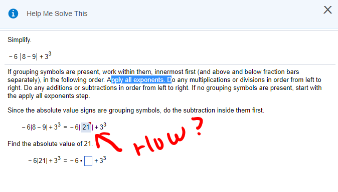 Solved Simplify - 6 |8 - 9|+3^3 If grouping symbols are | Chegg.com