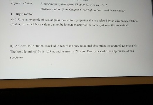 Solved Topics included: Rigid rotator system (from Chapter | Chegg.com
