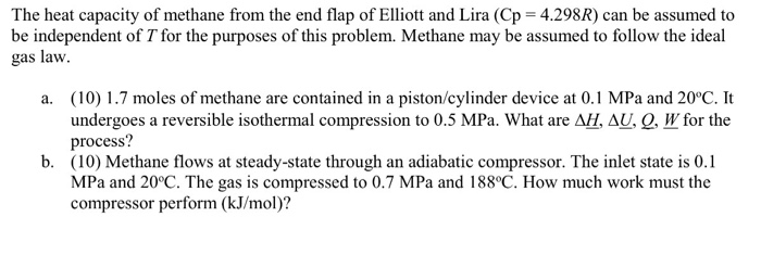 Solved The heat capacity of methane from the end flap of | Chegg.com