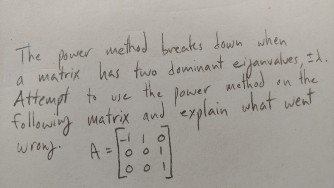 Solved The power method breaks down when a matrix has two | Chegg.com
