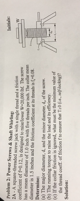 Solved A square-threaded screw jack with a single thread and | Chegg.com