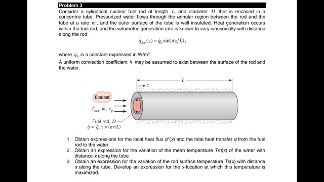 Solved Problem 3 Consider a cylindrical nuclear fuel rod of | Chegg.com