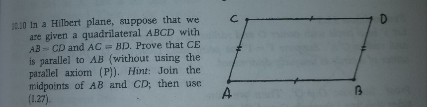 Solved 10.10 In a Hilbert plane, suppose that weC are given | Chegg.com