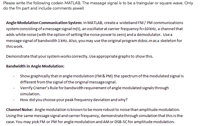 Solved Please Write The Following Codein Matlab The Message 