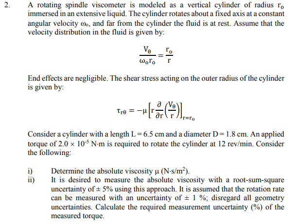 A rotating spindle viscometer is modeled as a | Chegg.com