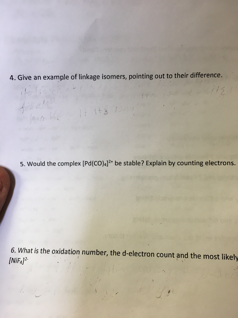 Solved 4. Give an example of linkage isomers, pointing out | Chegg.com