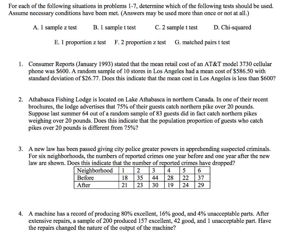 Solved For each of the following situations in problems 1-7, | Chegg.com