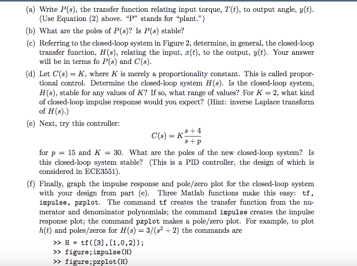 Solved 7 Stabilizing Feedback Control: Consider the inverted | Chegg.com