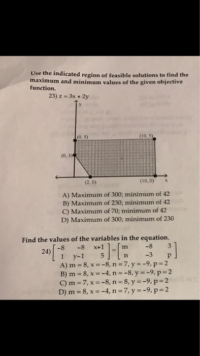 Solved Use the indicated region of feasible solutions to | Chegg.com
