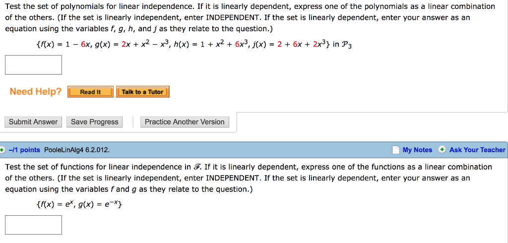 Solved Test the set of polynomials for linear independence. | Chegg.com