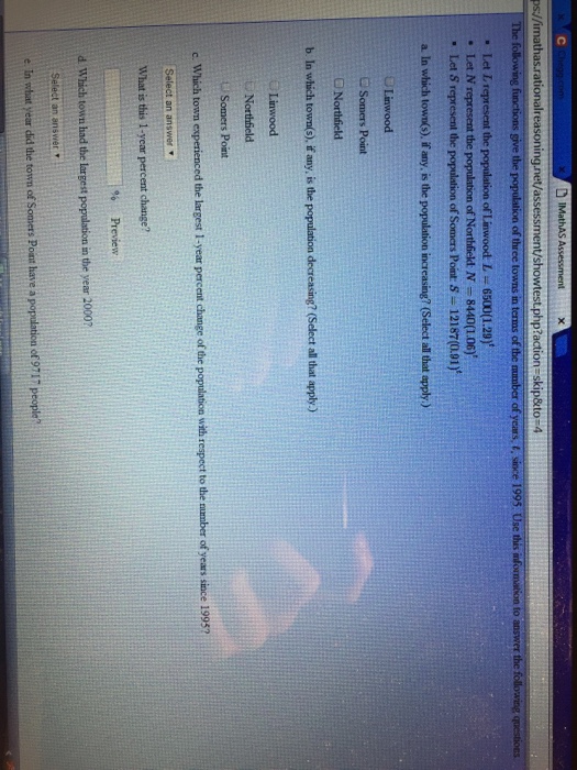 Solved The Following Functions Give The Population Of Three