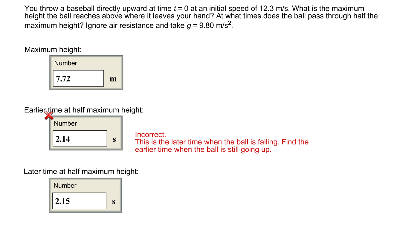 Solved You throw a baseball directly upward at time t = 0 at | Chegg.com
