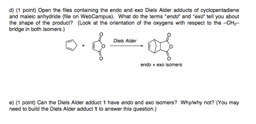 Solved d) (1 point) Open the files containing the endo and | Chegg.com