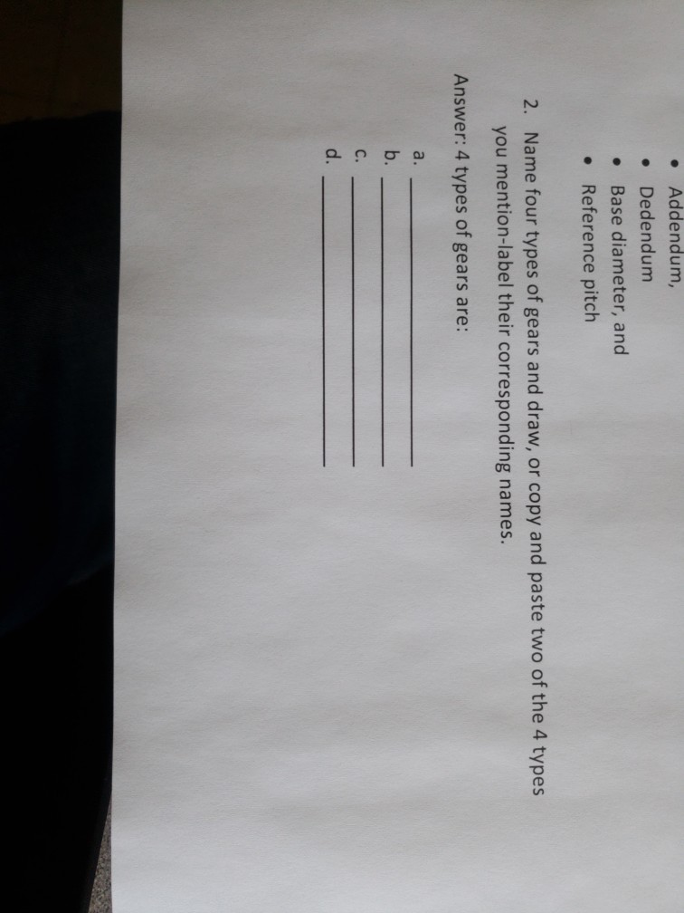 Solved Addendum, Dedendum Base diameter, and . . Reference | Chegg.com