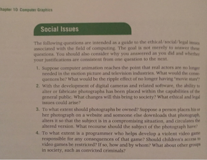 Solved Social issues The following questions are intended | Chegg.com