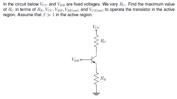 Solved In the circuit below Vcc and VBB are fixed voltages. | Chegg.com