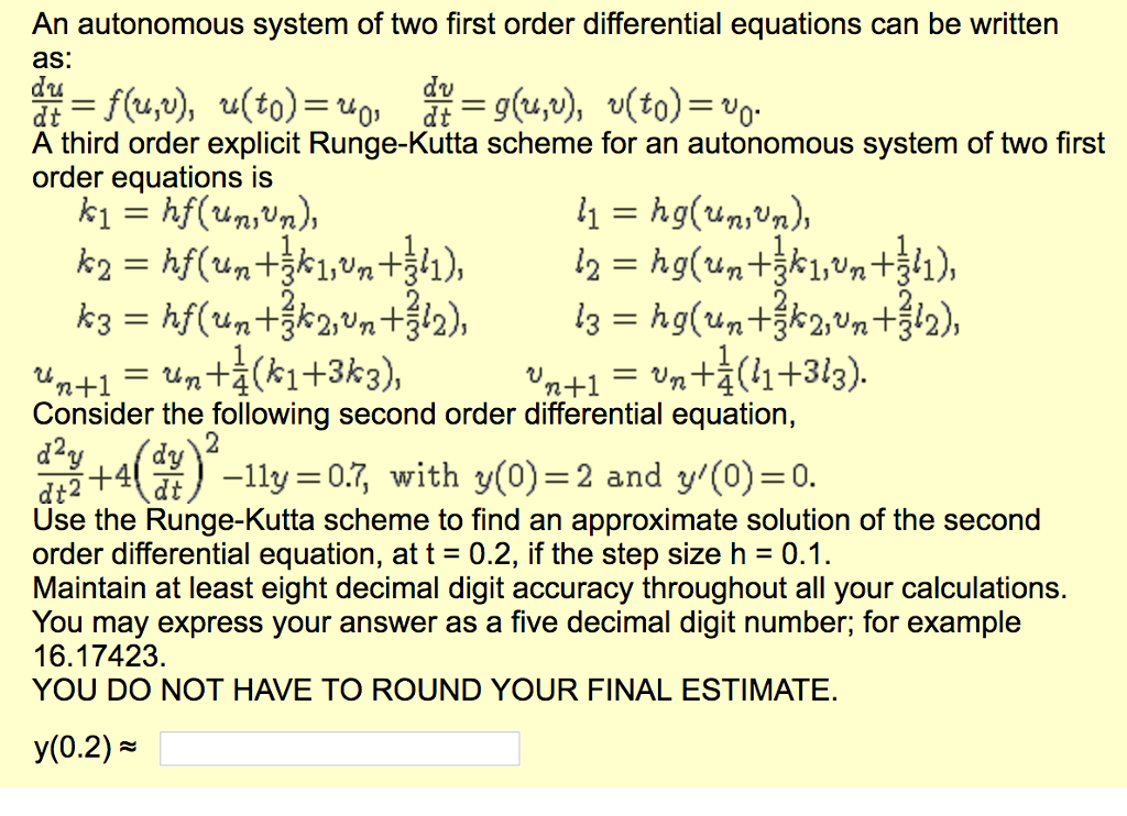 Solved An autonomous system of two first order differential | Chegg.com